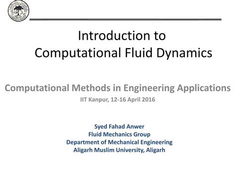 Pdf Introduction To Computational Fluid Dynamics Iit Kanpur To · Introduction To
