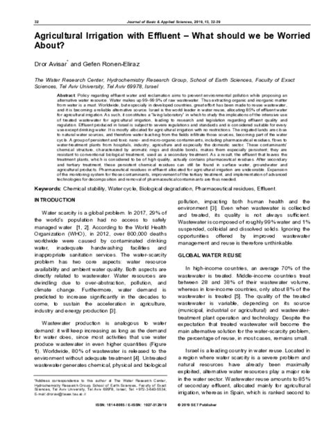 Pdf Agricultural Irrigation With Effluent What Should We Be Worried
