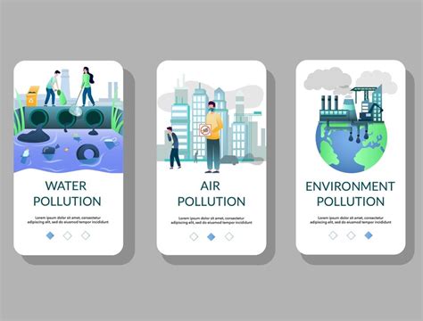 Premium Vector Environment Pollution Mobile App Onboarding Screens