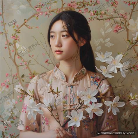 Ai创作图中国写实油画家主题 超写实油画 工笔少女 写实人物绘画 工笔美女 工笔画照片 新中式工笔 新中式女孩 江南美女油画 工笔玉兰墙纸壁纸 现代新中式工笔 油画质地手绘人物 写实人物插画