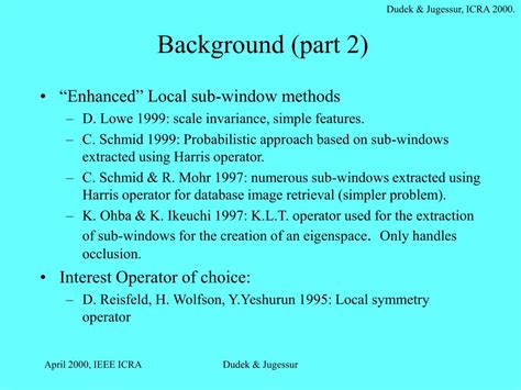 Ppt Robust Place And Object Recognition Using Local Appearance Based