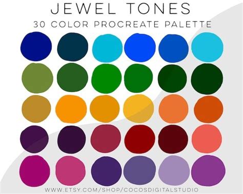 Jewel Tones Color Palette For PROCREATE 30 Color Swatches Etsy Jewel