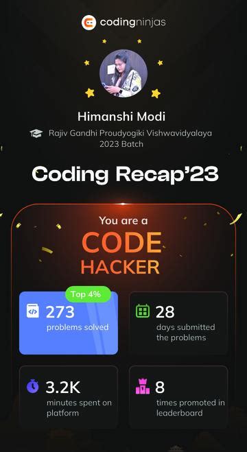 himanshi modi on linkedin coding recap 23 coding ninjas