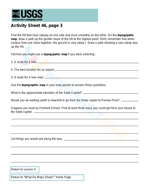 How To Read A Topographic Map Worksheet