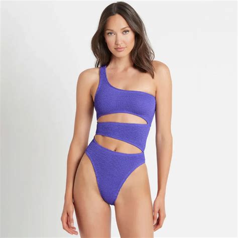 Sexy High Leg Cheeky Cutout One Shoulder Shirred Brazilian One Piece S