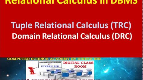Relational Calculus Tuple Relational Calculus Domain Relational In Database Management Youtube