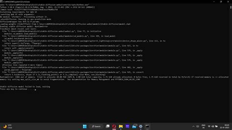 Bug Stable Diffusion Model Failed To Load Exiting Issue 7018