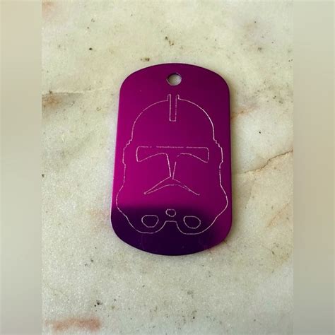 Star Wars Jewelry New Purple Dog Tag With Engraved Trooper Helmet