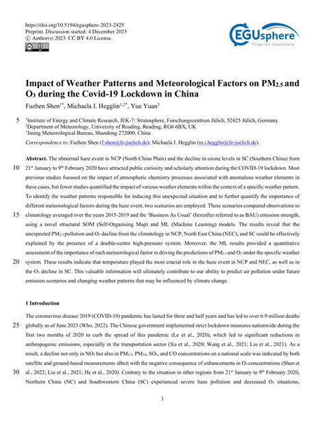 Pdf Impact Of Weather Patterns And Meteorological Factors On Pm 25