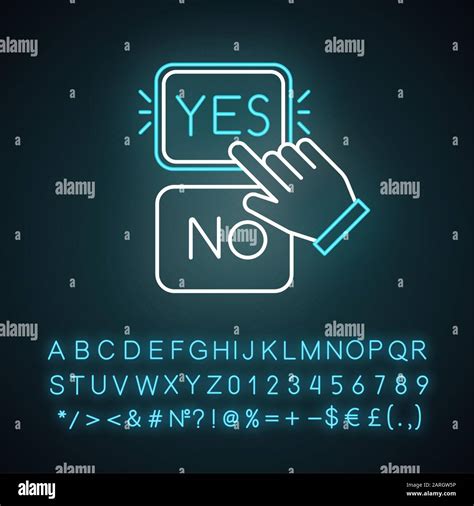 Choose Option Neon Light Icon Yes And No Buttons Hand Clicking Option Approve And Disapprove