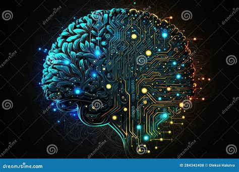 Abstract Artificial Intelligence Brain Technology Background Ai Generated Stock Illustration
