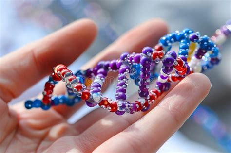 Multicolored Dna Model In Hands Representing The Spectrum Of Human Genetic Diversity Stock