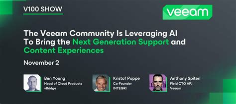 Veeam 100 Show Second Episode Veeam Community Leverages Ai For Next Gen Support And Content