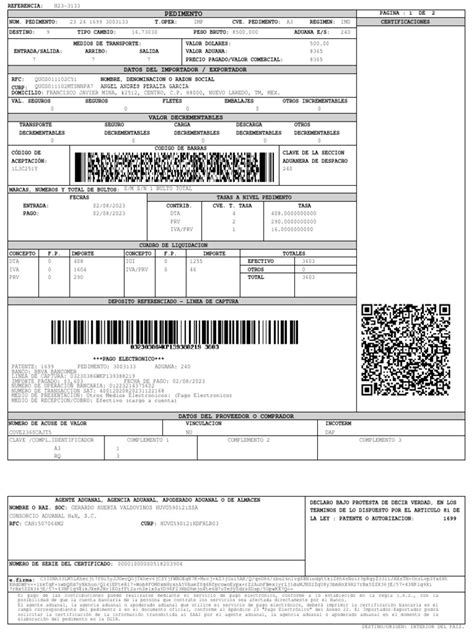 Pedimento Avalnch Pdf Dinero Cumplimiento De La Ley