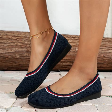 Josdec Loafers Women Shoes Clearance Fly Weaving Mesh Surface Round