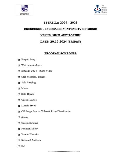 Program Schedule Pdf