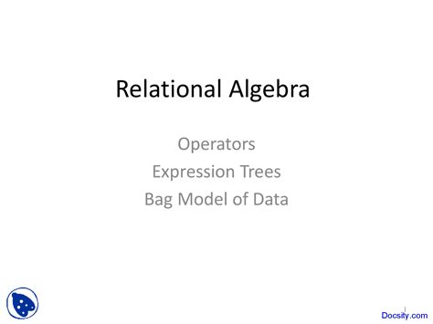 Algebra Database Systems Lecture Slides Docsity