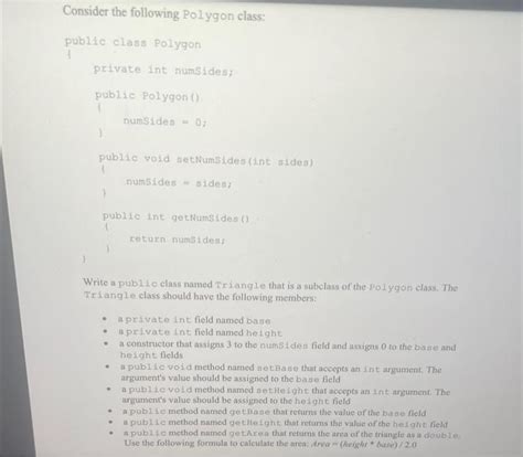 Solved Consider The Following Polygon Class Public Class