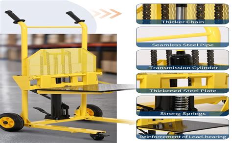 Hydraulic Material Lift 440 Lbs Capacity Pallet Truck Dolly With Steel