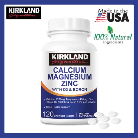 Kirkland Calcium Magnesium Zinc D3 Boron Tablets Supplement Non Gmo