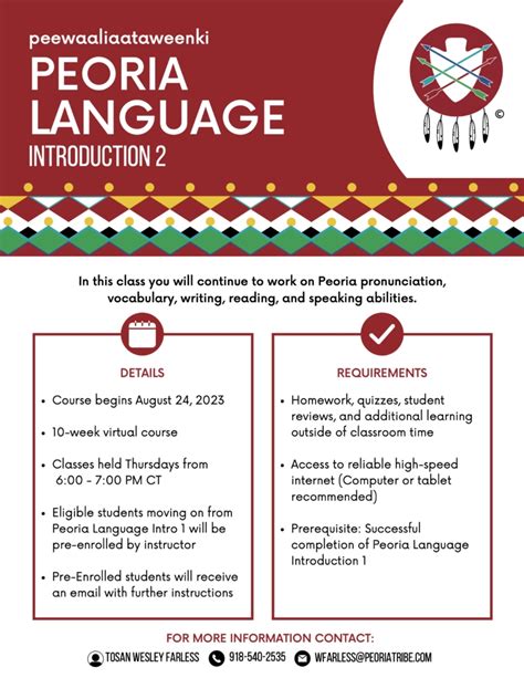 Peoria Language Class Peoria Tribe Of Indians Of Oklahoma