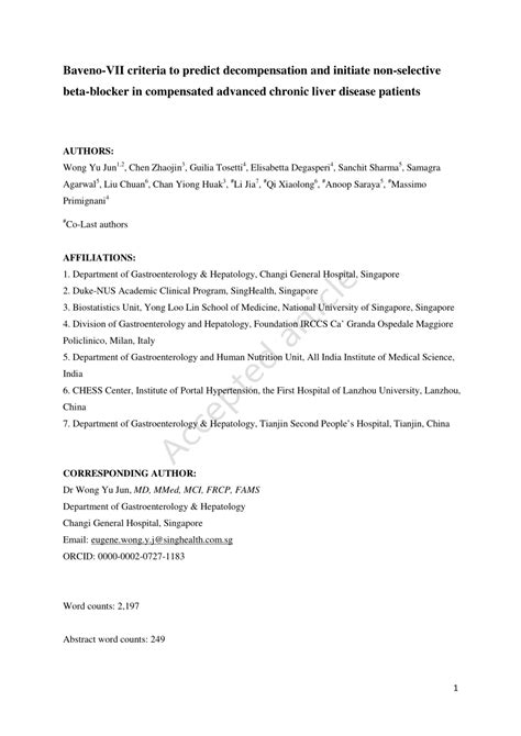 Pdf Baveno Vii Criteria To Predict Decompensation And Initiate Non Selective Beta Blocker In