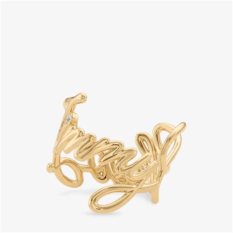 Logo Script Ring Gold Finish Logo Script Ring Jimmy Choo