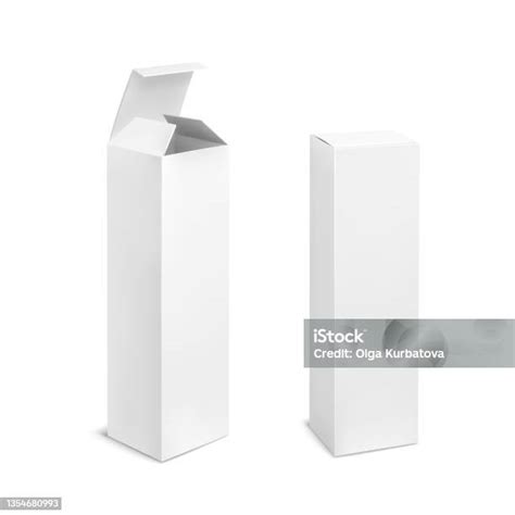 빈 상자 흰색입니다 골판지 상자 그림자직사각형 빈 패키지 제품 용지 가공개 및 폐쇄 포장 각도 보기 광고 사실적인 모형 벡터 3d 격리 그림 상자에 대한 스톡 벡터 아트 및