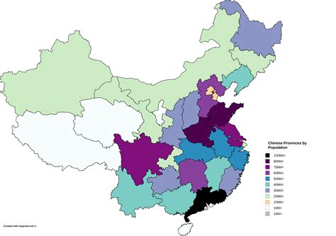 Chinese Provinces By Population Map