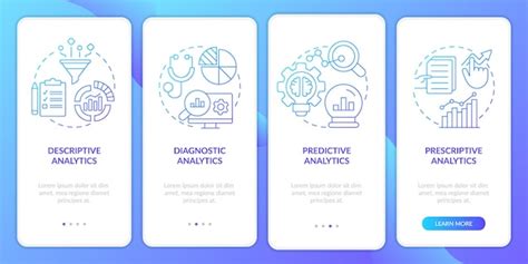Premium Vector Variety Of Data Analytics Blue Gradient Onboarding Mobile App Screen