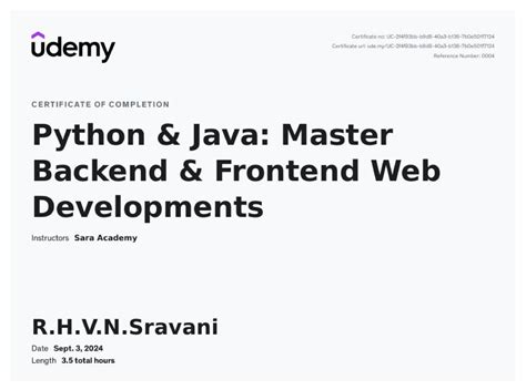 Sravani Regula On Linkedin Python Java Webdevelopment Fullstack Lifelonglearning Udemy