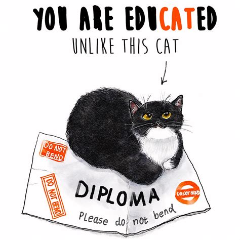 Cat Bent Diploma Funny Graduation Card 2024 Texedo Cat Graduation