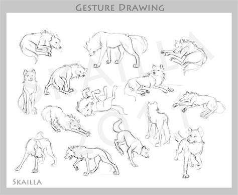 Gesture Drawing By Skailla On Deviantart Wolf Poses Wolf Drawing