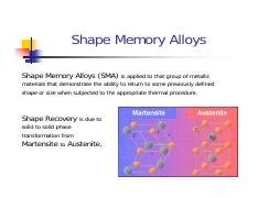 Shape Memory Alloy Presentation Pdf Shape Memory Alloys Shape Memory Alloys SMA Is Applied To
