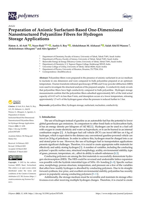 Pdf Preparation Of Anionic Surfactant Based One Dimensional