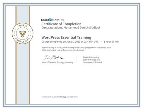 Just Finished The Course “wordpress Essential Training” By Allie