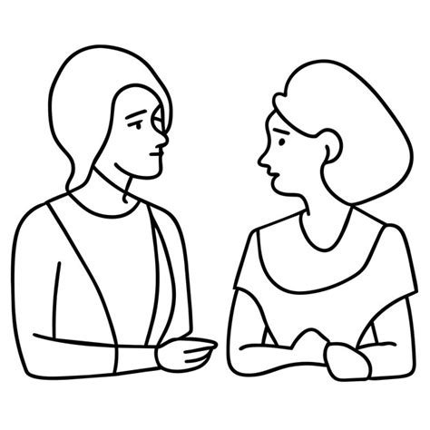 Premium Vector Two Women Are Talking One Is Wearing A White Shirt And