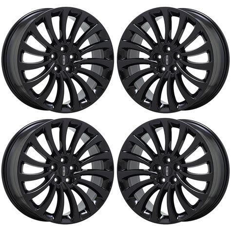 20 Lincoln Aviator Gloss Black Wheels Rims Factory Oem 2020 2024 Set