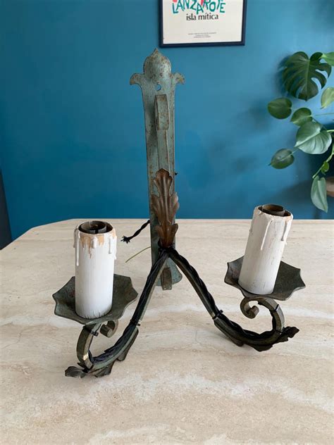 Vintage Antique French Wrought Iron Wall Light Sconce Chateau Style Etsy