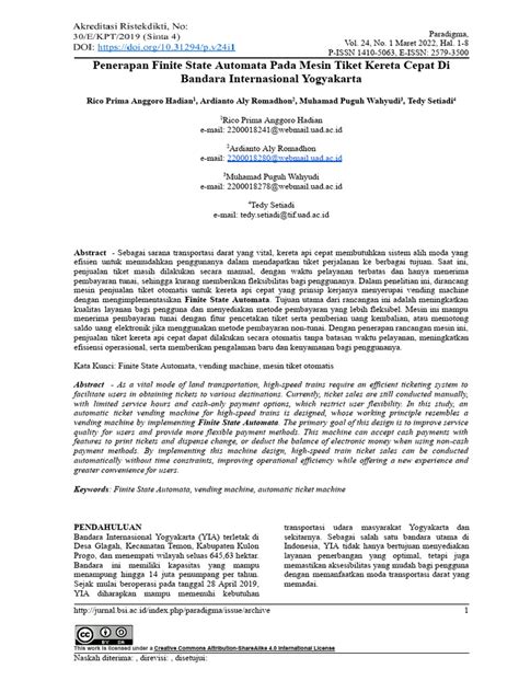 Penerapan Finite State Automata Pada Mesin Tiket Kereta Cepat Di Bandara Internasional