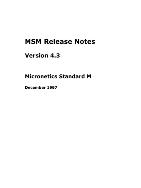 Msm Release Notes V43 Micronetics 1997 Pdf Microsoft Windows Subroutine