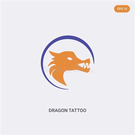 2 Color Dragon Tattoo Concept Vector Icon Isolated Two Color Dragon Tattoo Vector Sign Symbol