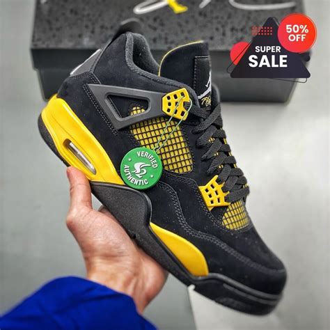 Aj4 Thunder Christmas And Black Friday Handmade Sneaker T Etsy