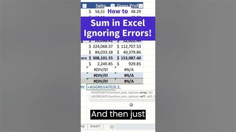 How To Sum In Excel Ignoring Error Values Youtube