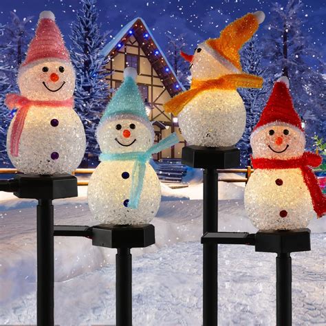 Jp Yomaxer ソーラー ガーデンライト クリスマス スノーマン 置物ライト ソーラー 雪だるま 屋外 防水 クリスマス 装飾 Ledライト 庭飾り 芝生 車道