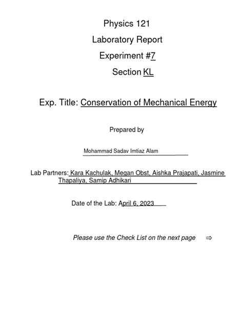 Lab 7 Report Pdf Potential Energy Kinetic Energy