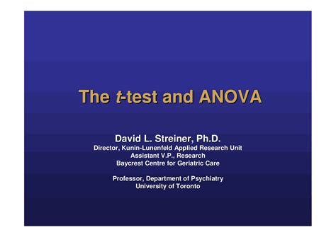 The T Test And Anova Lecture Notes Statistical Physics Docsity