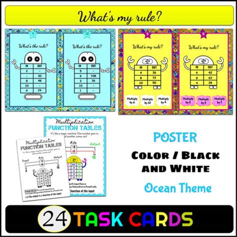 multiplication function input output tables and word problems task cards