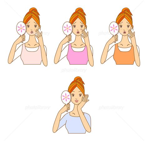 女性 肌 トラブル スキンケア イラスト イラスト素材 1577755 フォトライブラリー Photolibrary