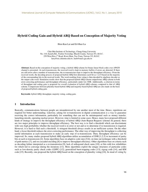 Pdf Hybrid Coding Gain And Hybrid Arq Based On Conception Of Majority Voting